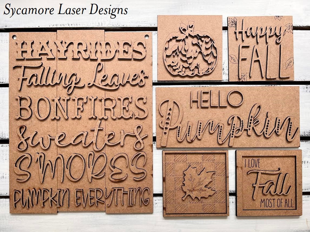 Fall Autumn Collage/door Hanger/interchangeable Signs/unfinished Wood ...