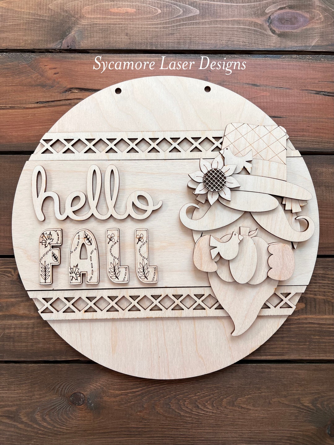 Hello Fall Gnome Door Hanger/unfinished Wood Blanks/diy Fall Decor ...