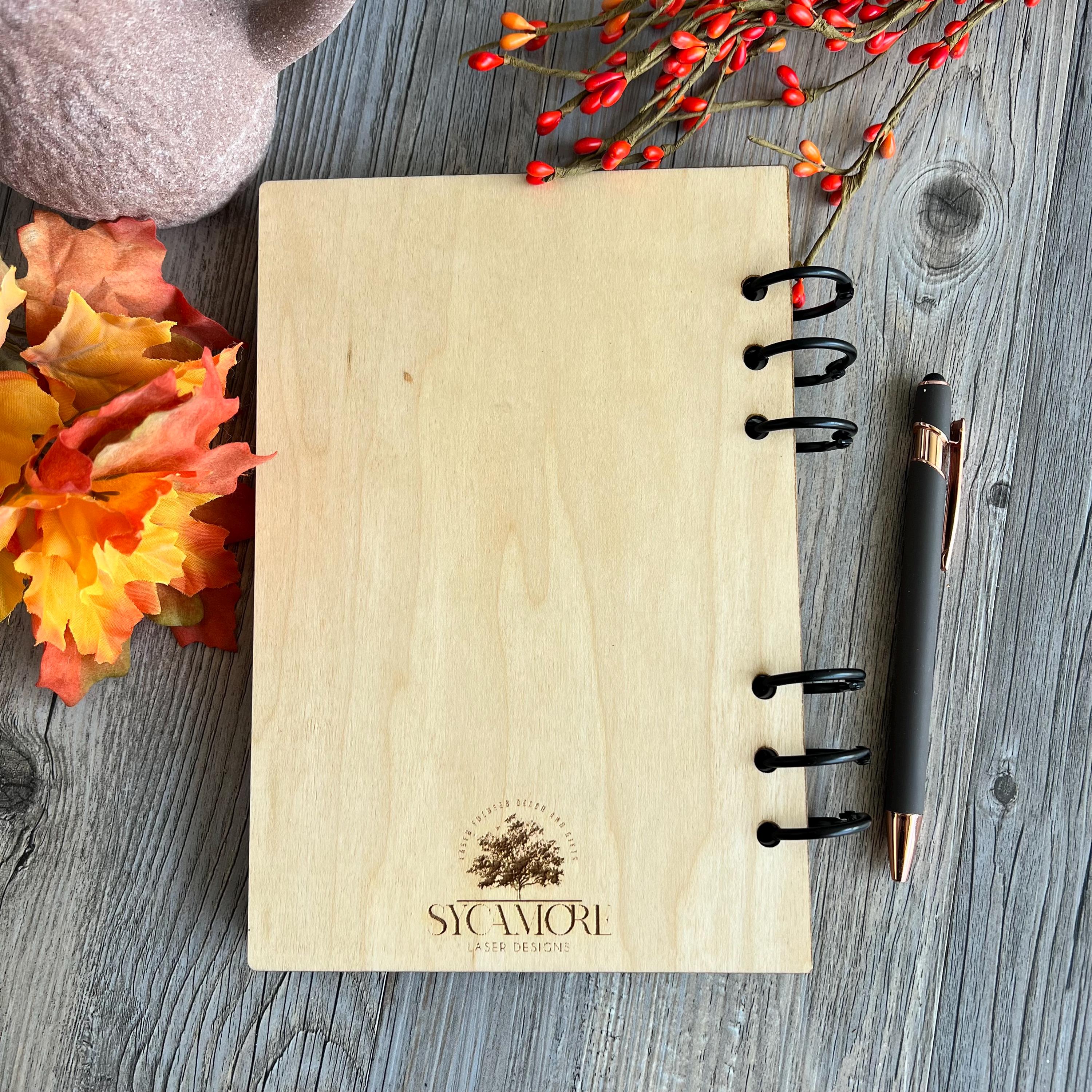 Autumn Maple Leaf Refillable Laser Cut Engraved Wood Journal ...