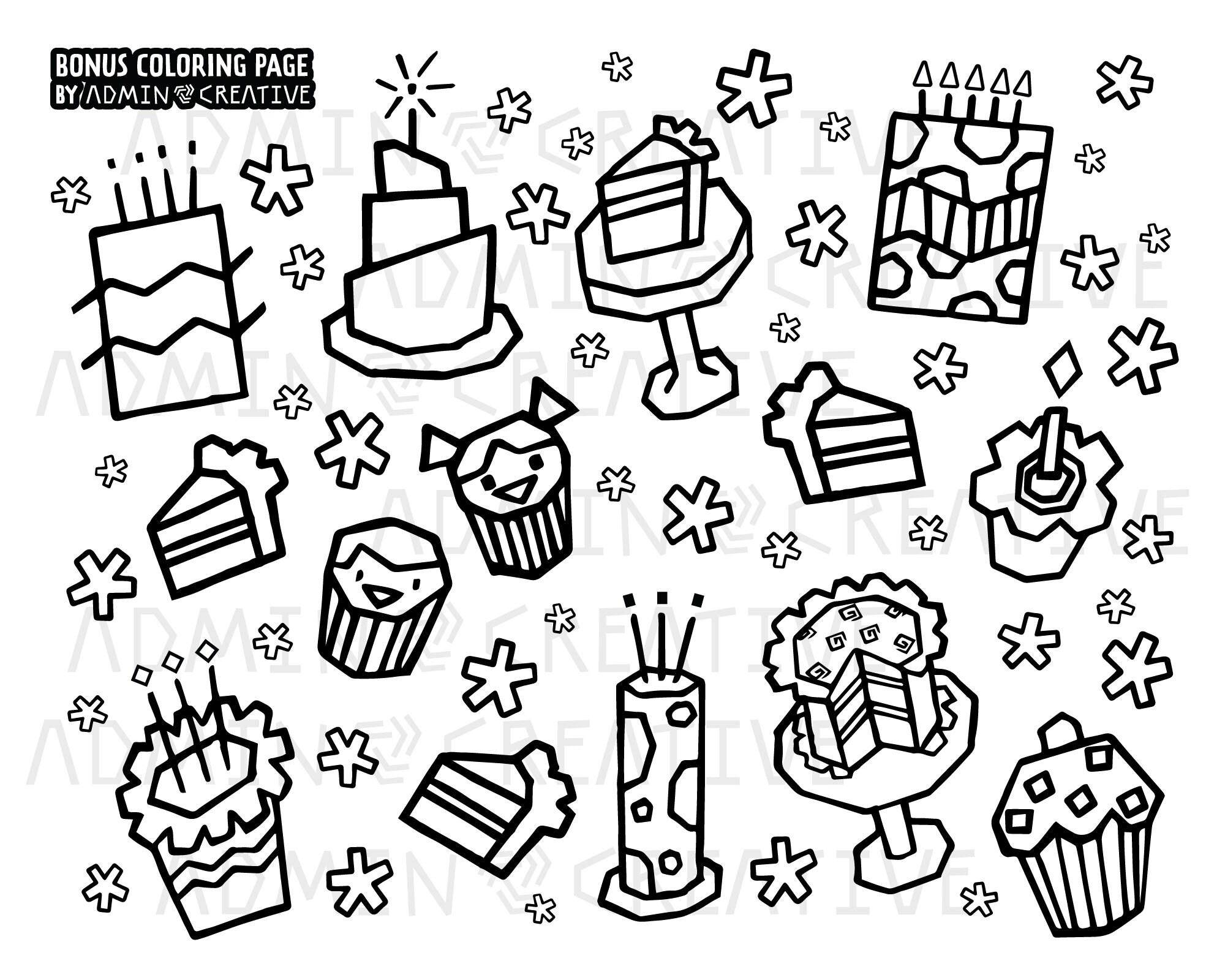 Bountiful Birthday Cake Digital Stamps, Cake and Cupcake Digital Stamp ...