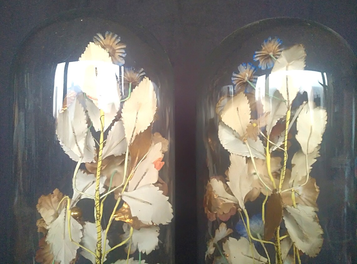 Two Hand-blown Glass Clocks, Globes, Bell Jars, With Nicely Decorated ...