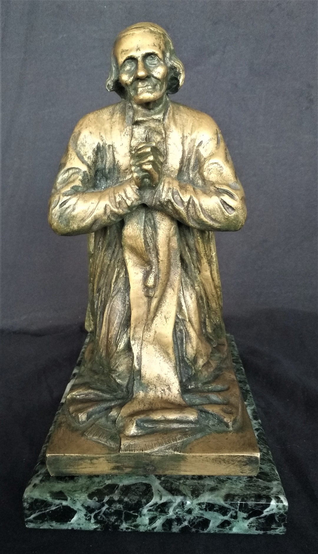 Heavy Bronze Statue of a Praying Man, With Beautiful Green Patina on ...