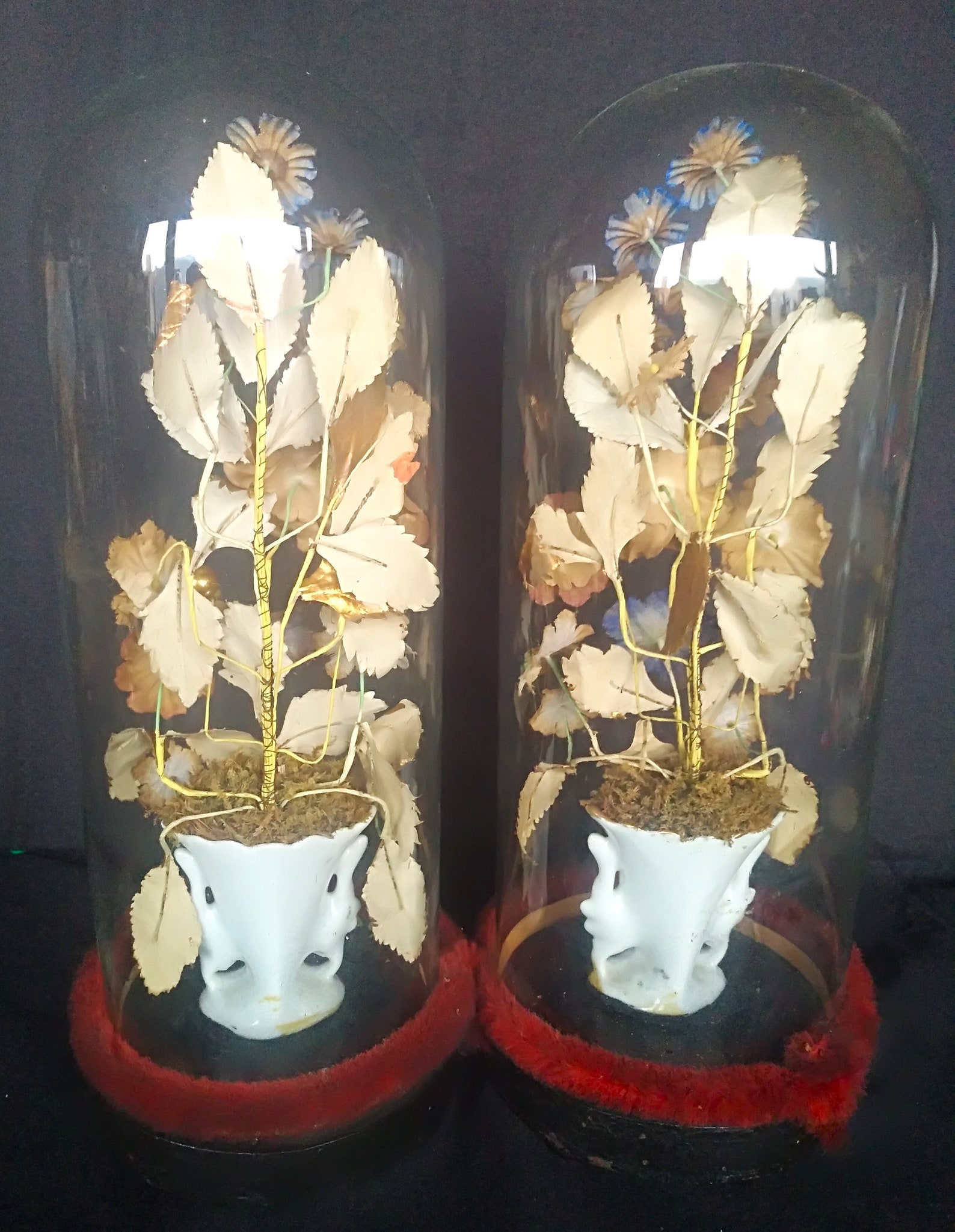 Two Hand-blown Glass Clocks, Globes, Bell Jars, With Nicely Decorated ...