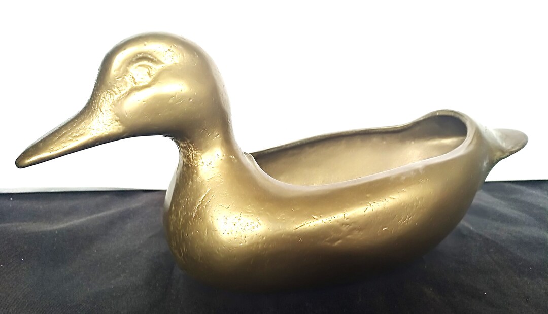 Antique Heavy Brass Duck Planter, Brass Duck Planter, Vintage Brass ...