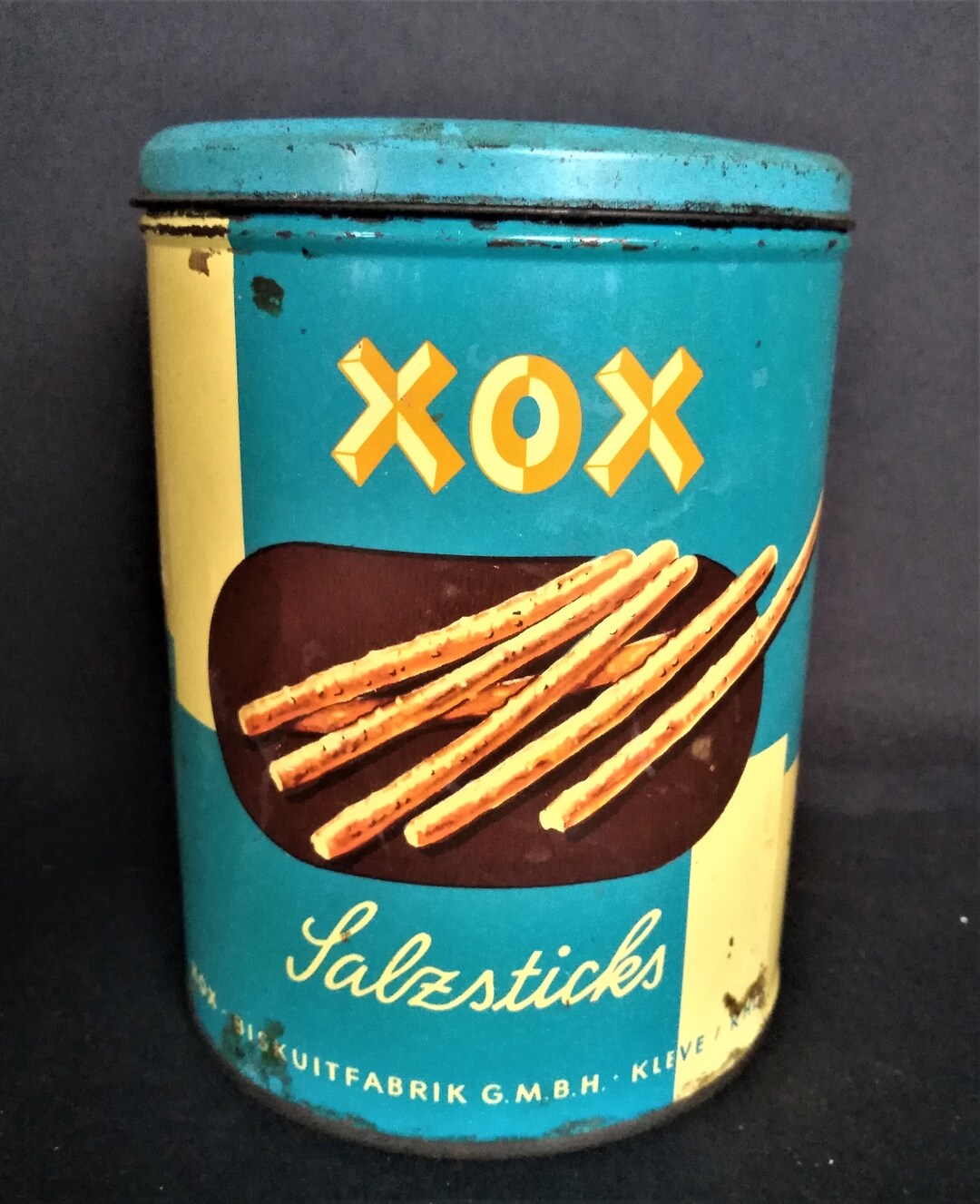 Vintage Printed Tin Box XOX Salt Sticks, Advertising Tin, Biscuit Tin ...