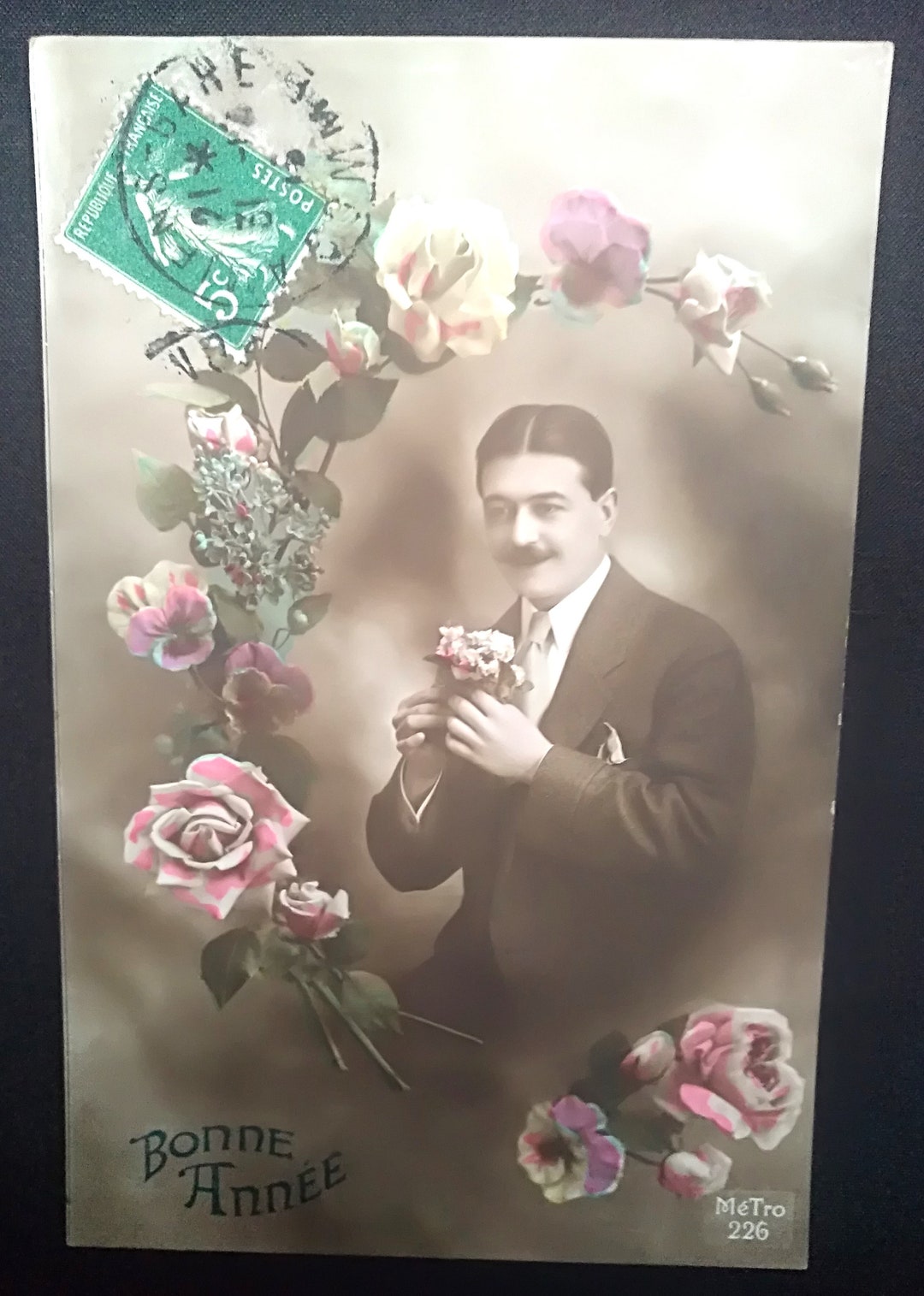 French Postcard for New Year, Bonne Année, Man Wearing a Sunday Suit ...