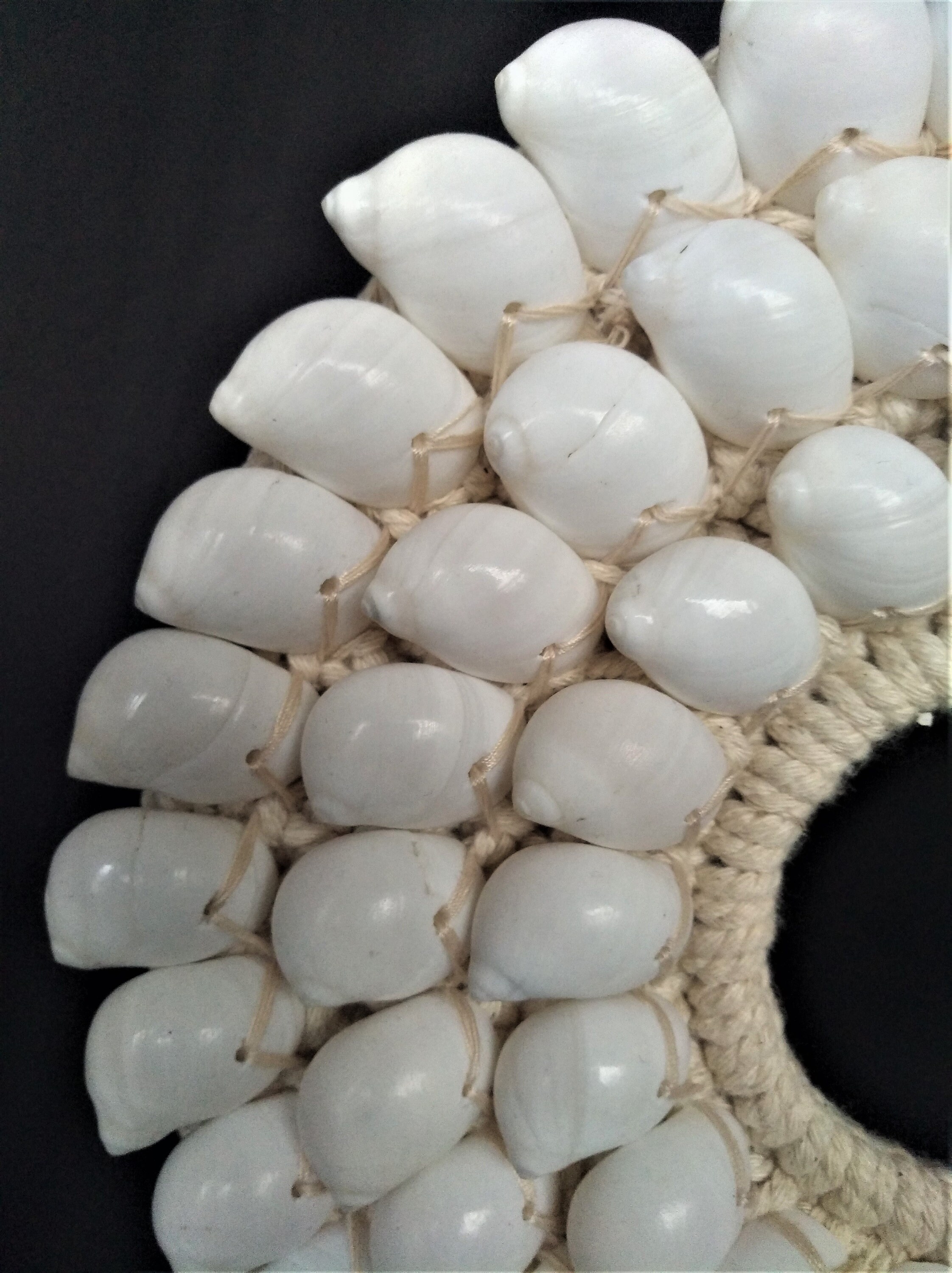 Shell Wreath, Shell Collar, on Custom Stand, White Shells Mounted on ...