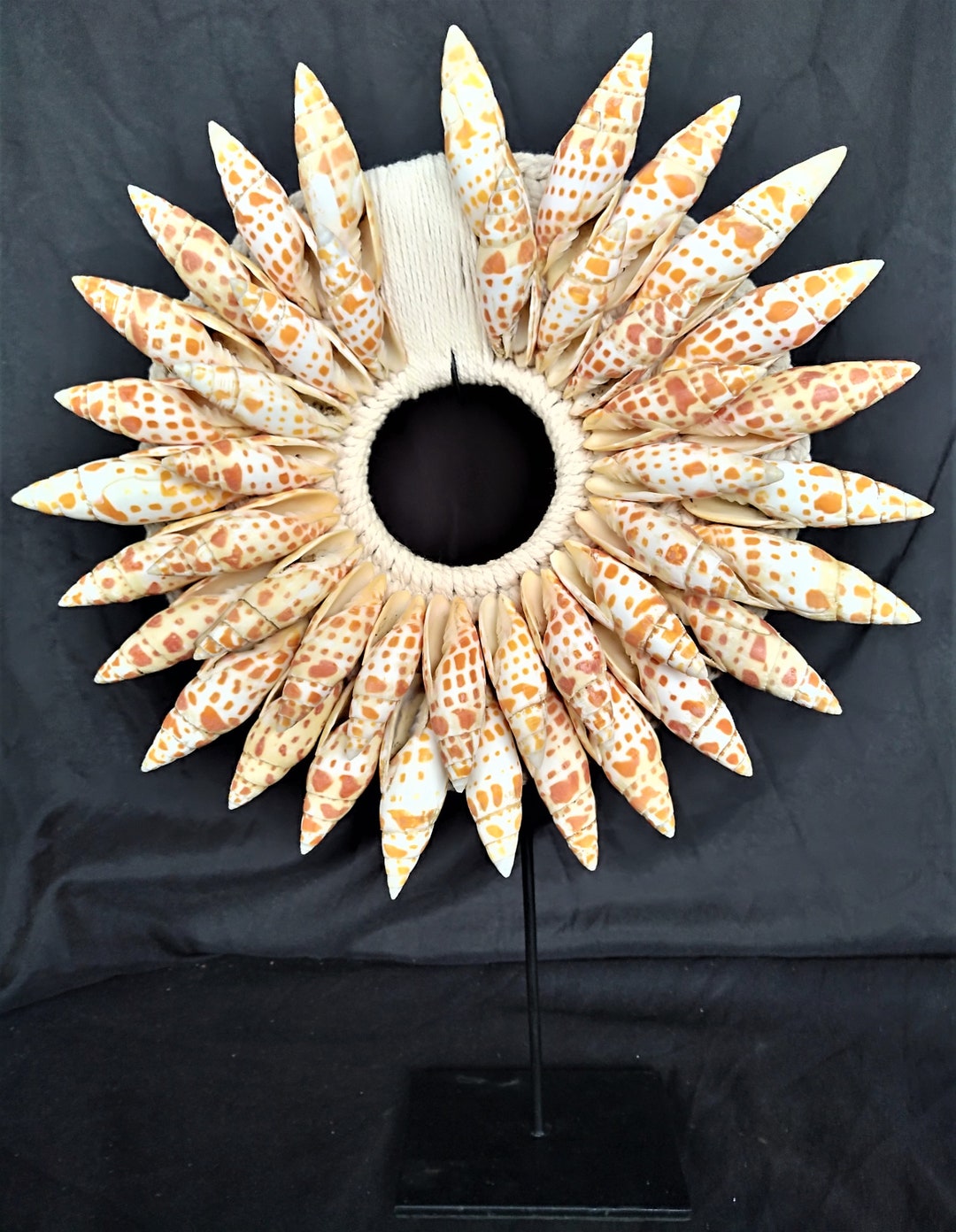 Shell Wreath, Shell Collar, on Custom Stand, White-red Shells Mounted ...