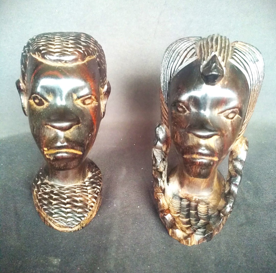Pair of Ebony Figurines Depicting an African Woman and Man. Beautifully ...