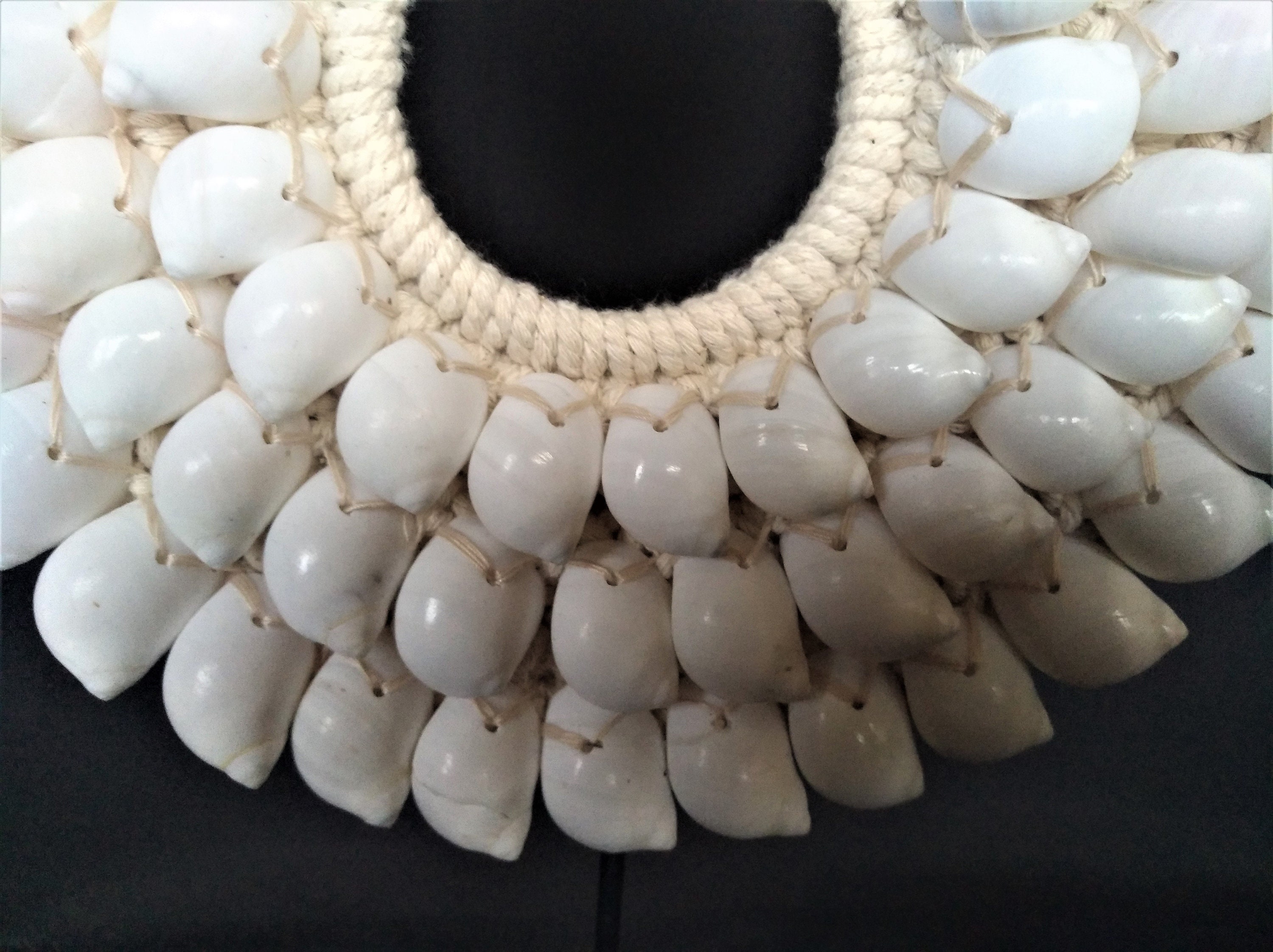 Shell Wreath, Shell Collar, on Custom Stand, White Shells Mounted on ...