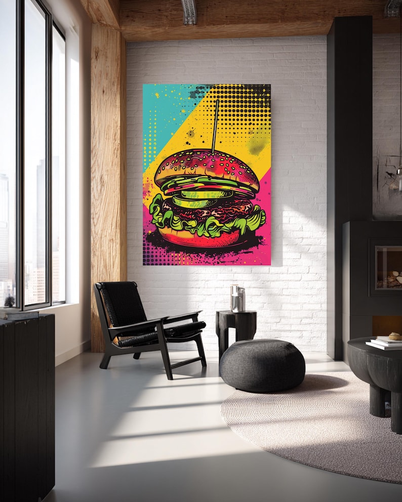 Retro Burger Pop Art, Comic Style Fast Food Poster, Framed Unframed or ...