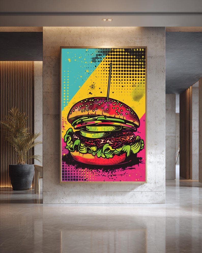 Retro Burger Pop Art, Comic Style Fast Food Poster, Framed Unframed or ...