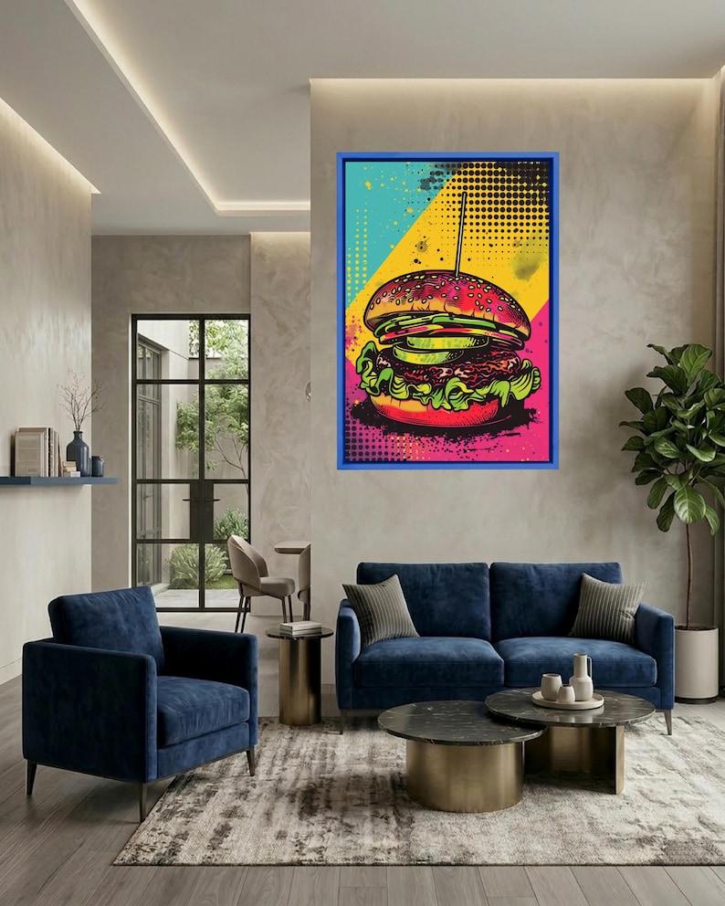 Retro Burger Pop Art, Comic Style Fast Food Poster, Framed Unframed or ...