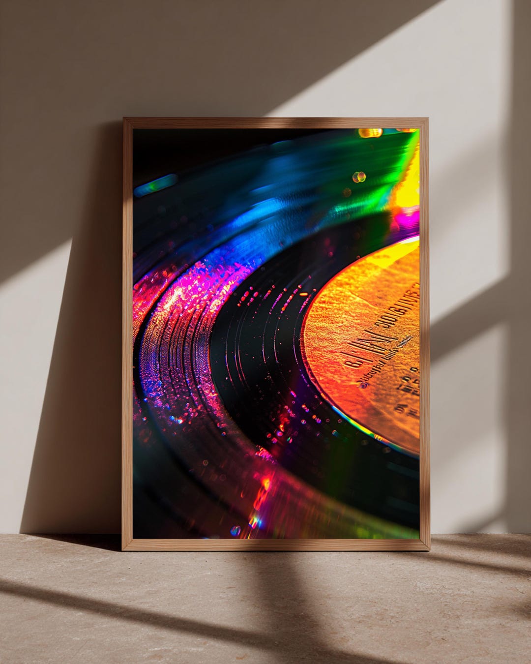 Rainbow Vinyl Record Gloss Print, Colorful Music Wall Art, Retro LP ...