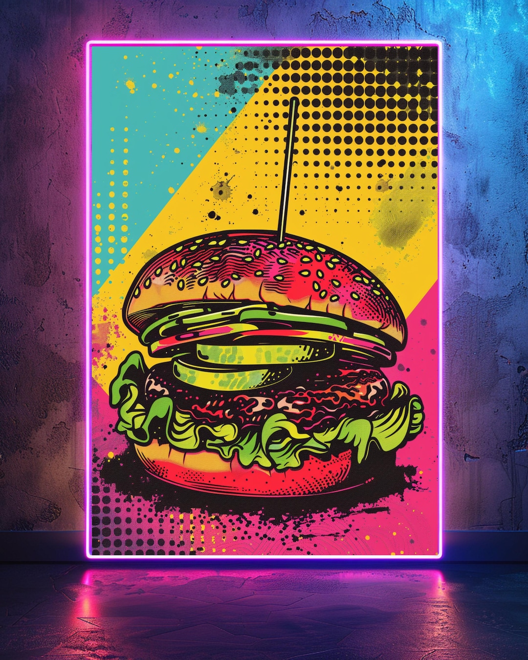 Retro Burger Pop Art, Comic Style Fast Food Poster, Framed Unframed or ...