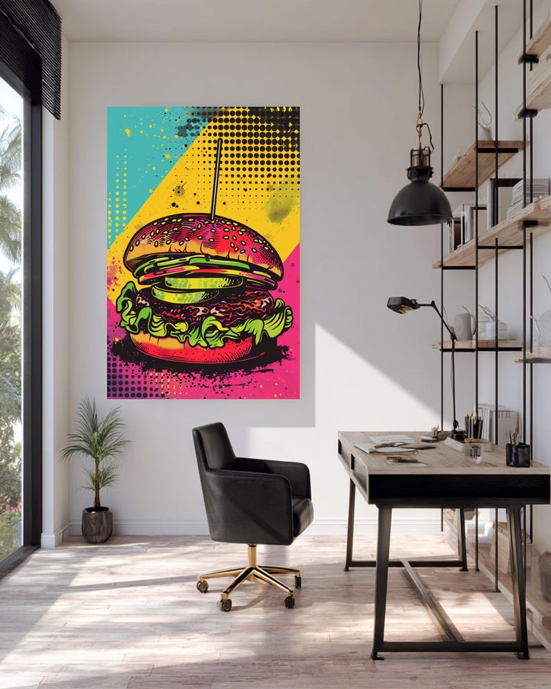Retro Burger Pop Art, Comic Style Fast Food Poster, Framed Unframed or ...