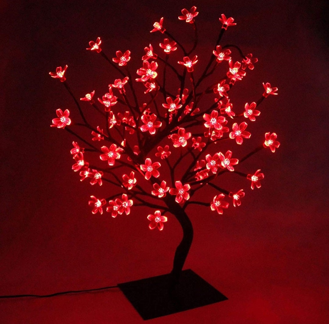 LED Cherry Blossom Bonsai Style Tree Lamp 45cm With 48 LED Light Fairy ...