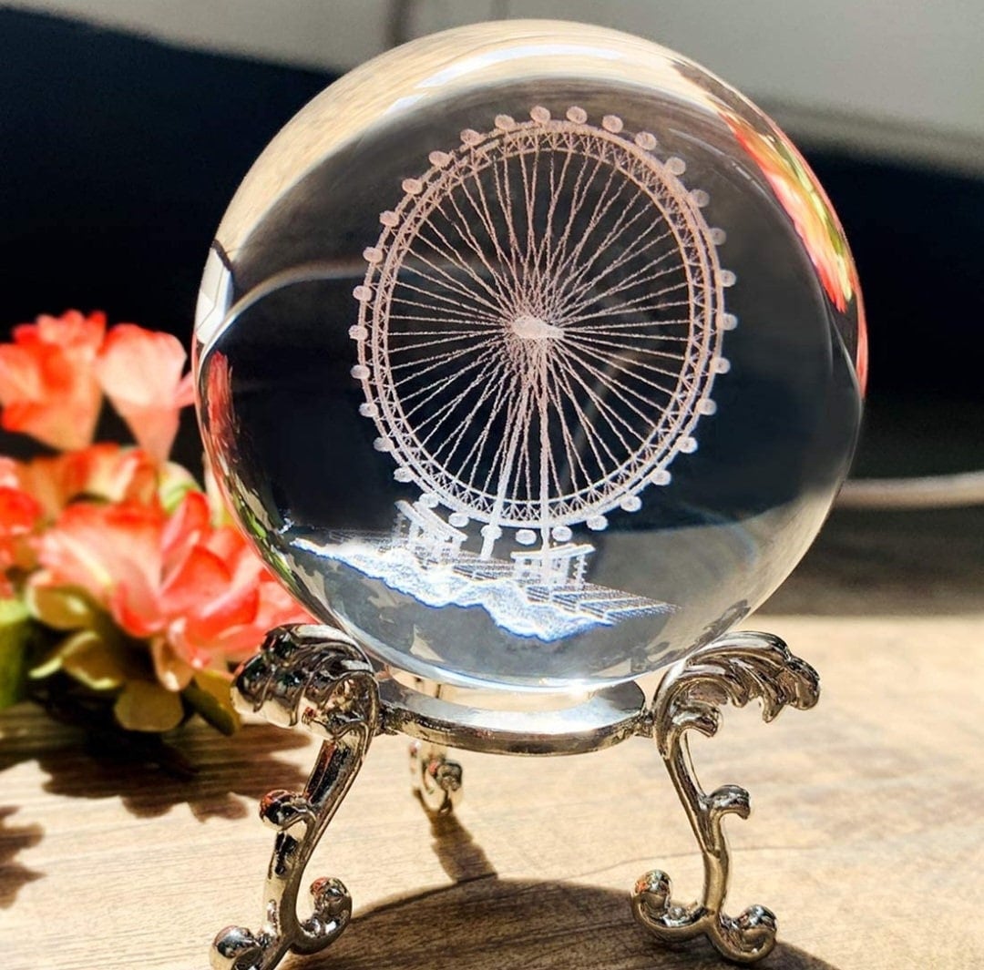 Crystal 2.4 Inch 60mm Crystal Ball With Sliver-plated Flowering Stand ...
