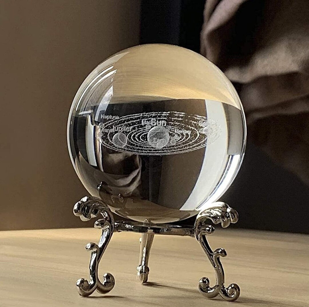 Crystal 2.4 Inch 60mm Crystal Ball With Sliver-plated Flowering Stand ...