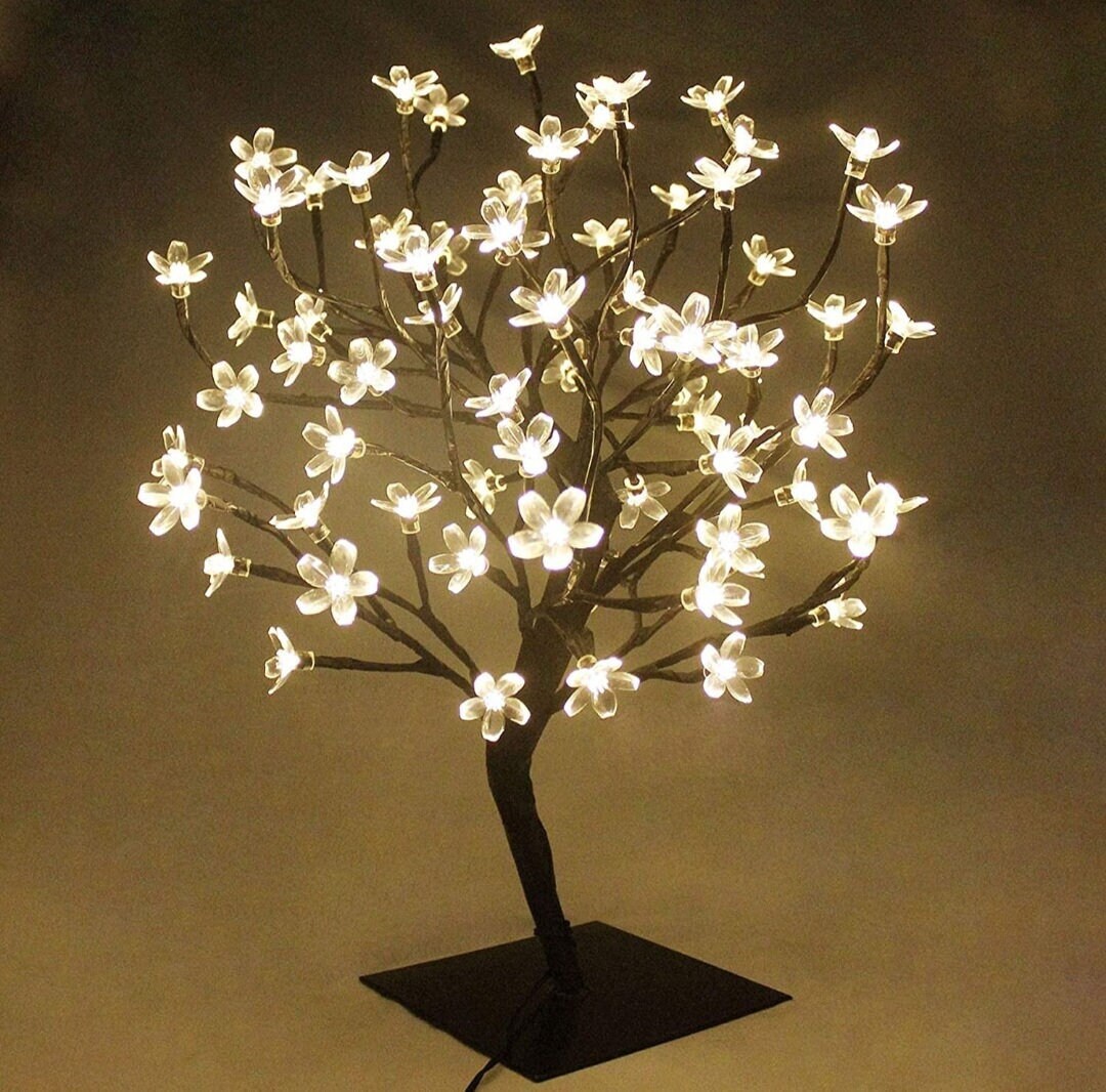 LED Cherry Blossom Bonsai Style Tree Lamp 45cm With 48 LED Light Fairy ...