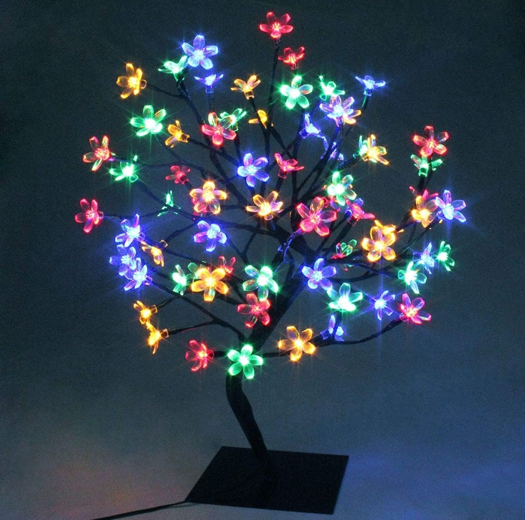 LED Cherry Blossom Bonsai Style Tree Lamp 45cm With 48 LED Light Fairy ...