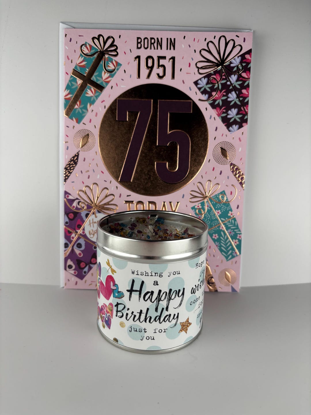 Happy 75th Birthday Card and Candle Gift Set - Etsy