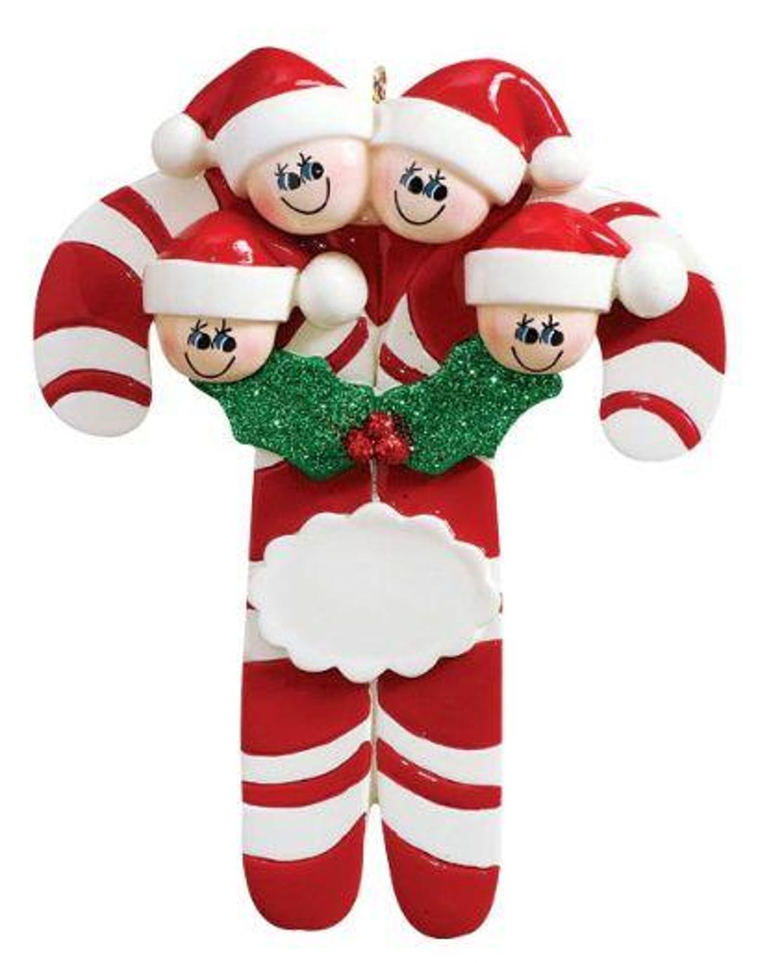 Personalised Family of 4 Candy Cane Christmas Ornament - Etsy