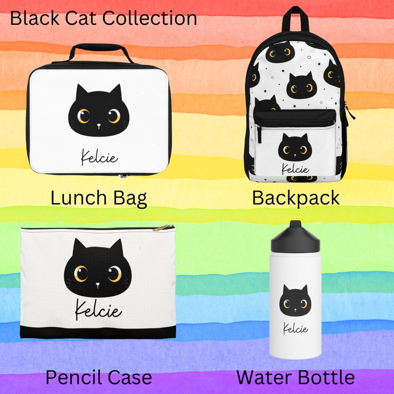 Personalized Black Cat Lunch Box/bag Back to School Cat - Etsy