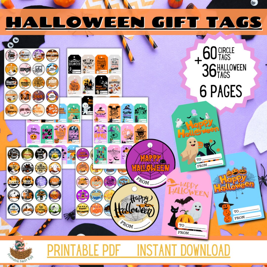 Spooky Halloween Gift Tags - Printable Digital Download (6 Pages) - Etsy