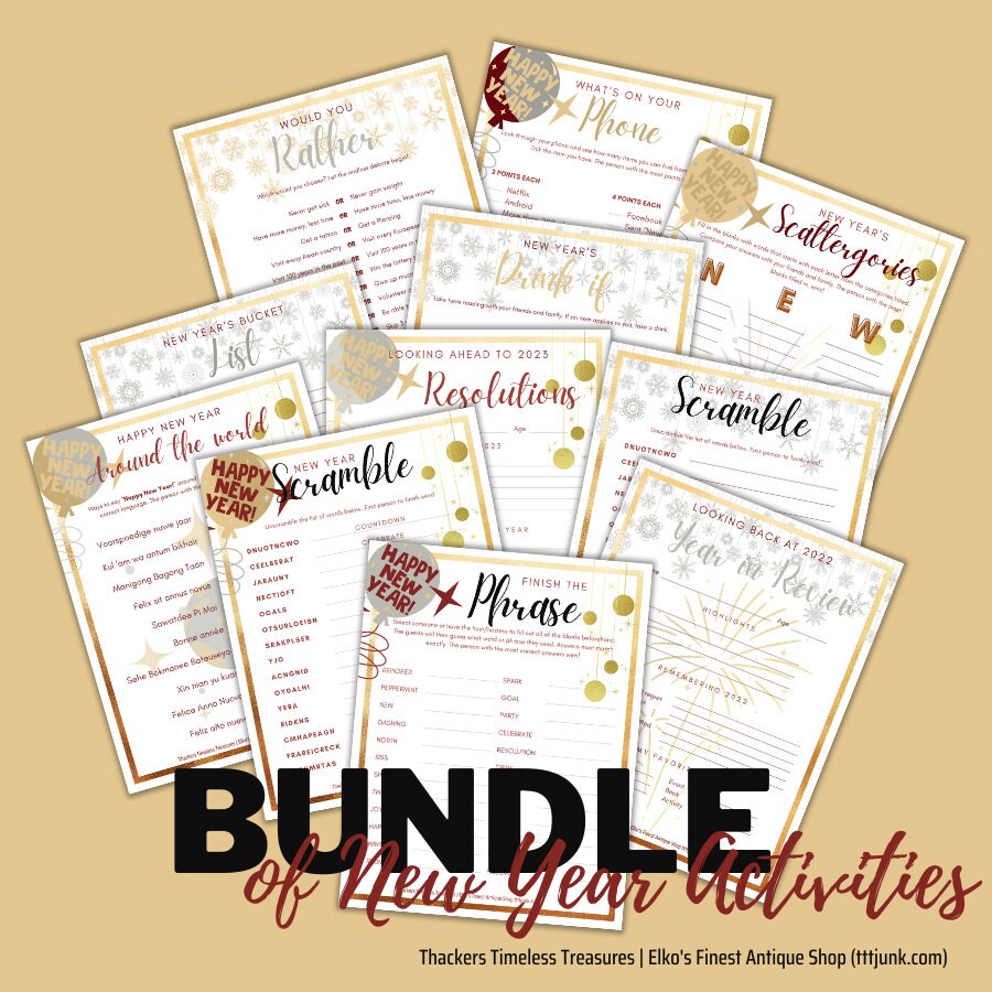 Printable New Years Activities for the Entire Family - Etsy