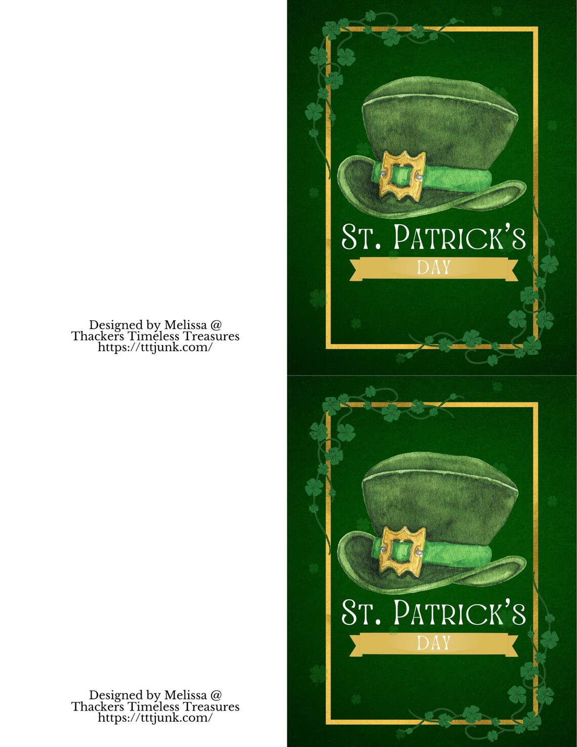 Printable St. Patrick's Day Greeting Cards: Cut and Fold - Etsy
