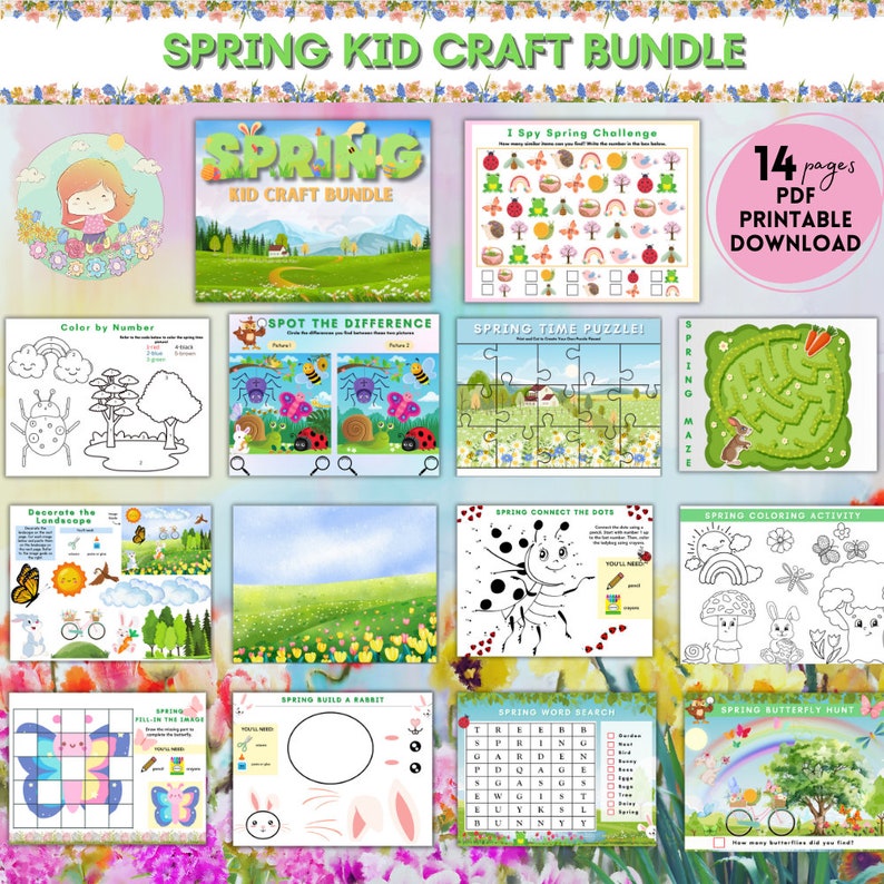 Spring Fun Printable Kids Activity Bundle - Etsy