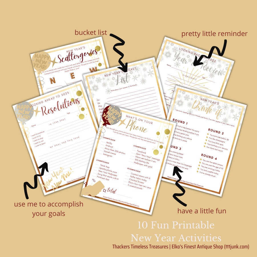 Printable New Years Activities for the Entire Family - Etsy