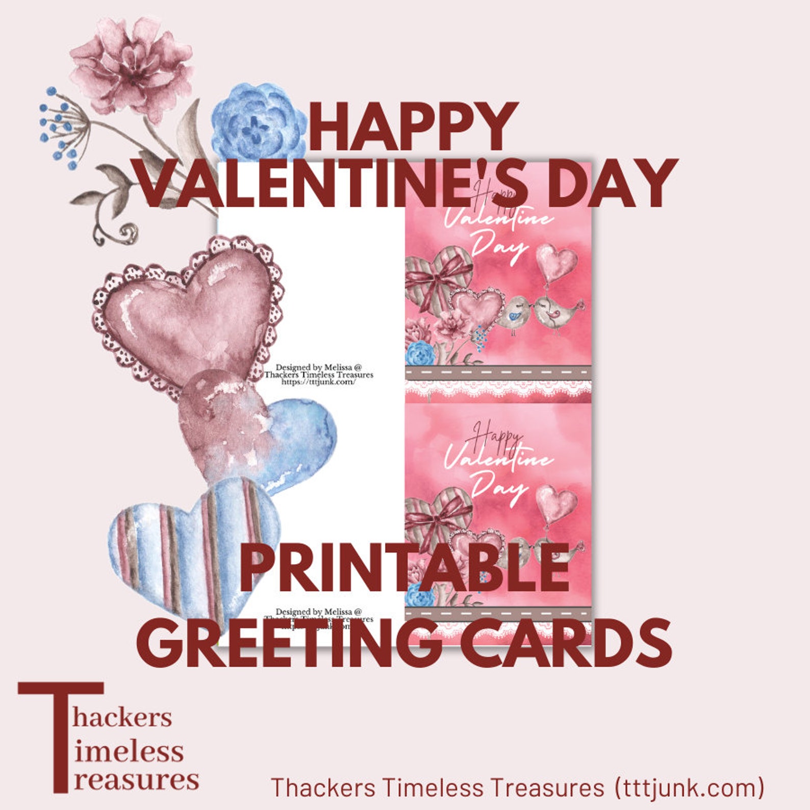 Printable Vintage Valentine's Day Cut and Fold Cards - Etsy
