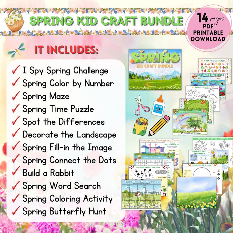 Spring Fun Printable Kids Activity Bundle - Etsy