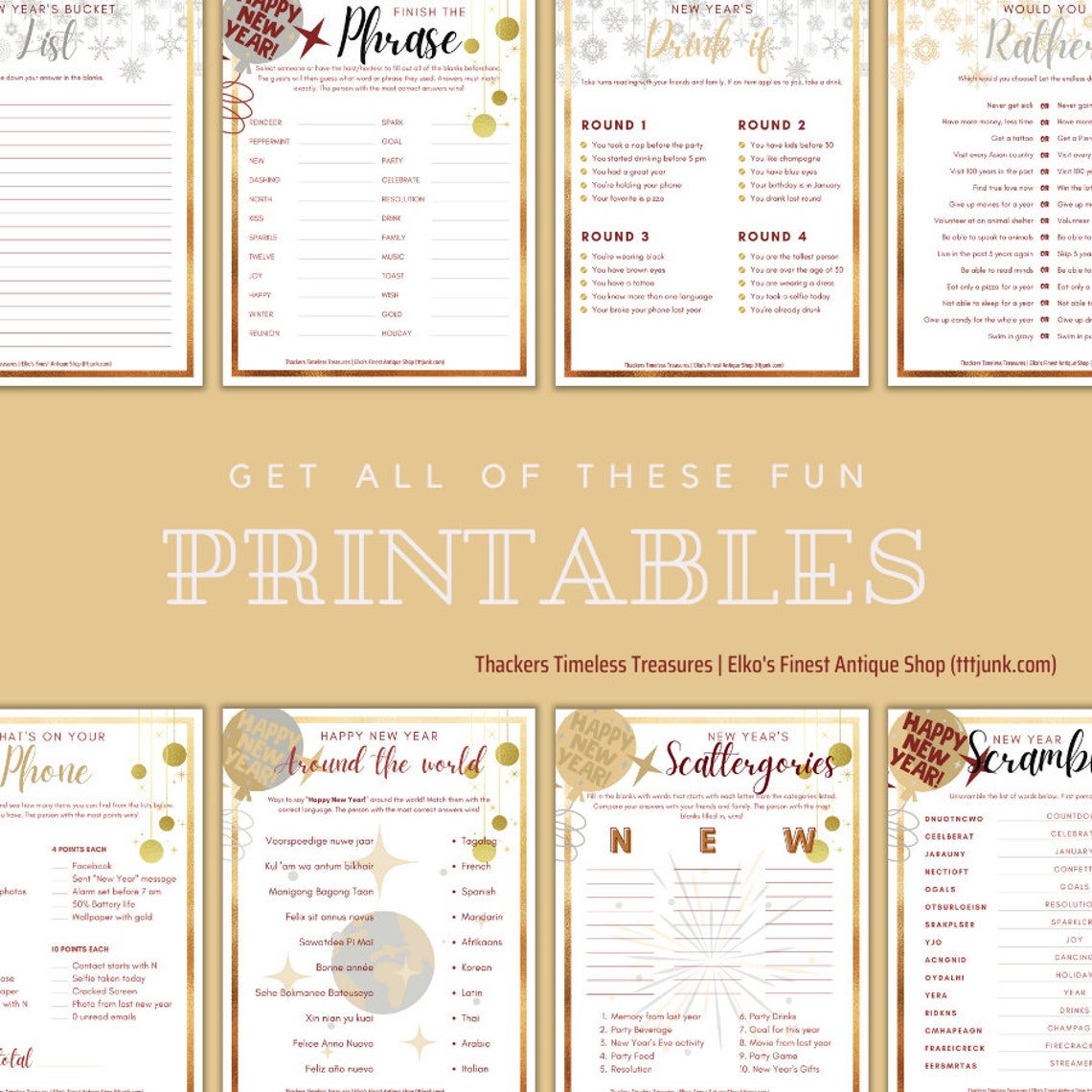 Printable New Years Activities for the Entire Family - Etsy