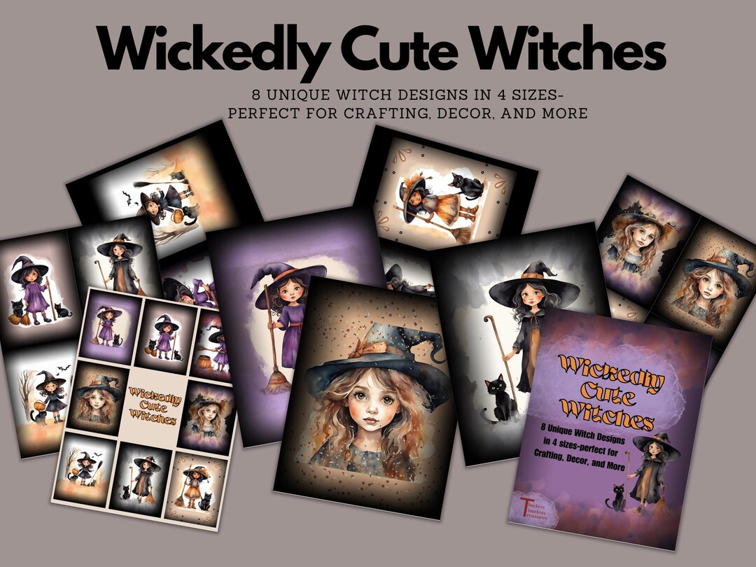 Printable Wickedly Cute Witches - 8 Designs in 4 Sizes | Witch Decor ...