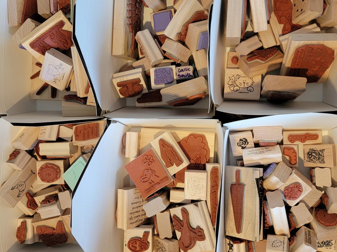 Wood Stamps-spring Cleaning- Mystery Box of Rubber Stamps – Over 1 ...