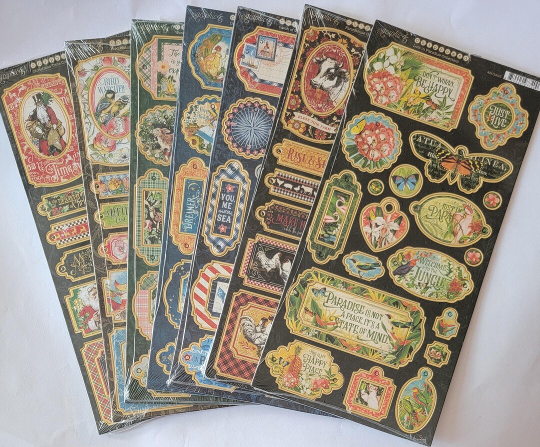 Graphic 45 Chipboard Cutouts - 7 Unique Vintage-inspired Sets for ...