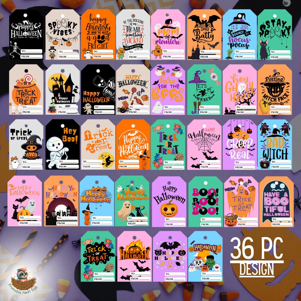 Spooky Halloween Gift Tags - Printable Digital Download (6 Pages) - Etsy