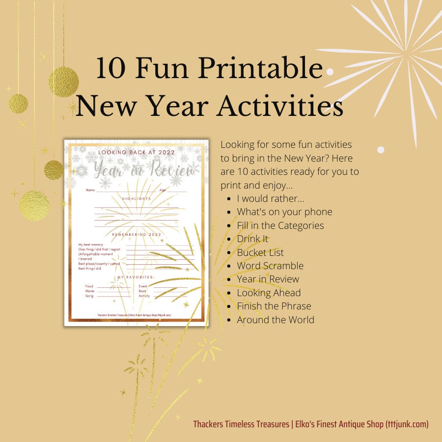 Printable New Years Activities for the Entire Family - Etsy