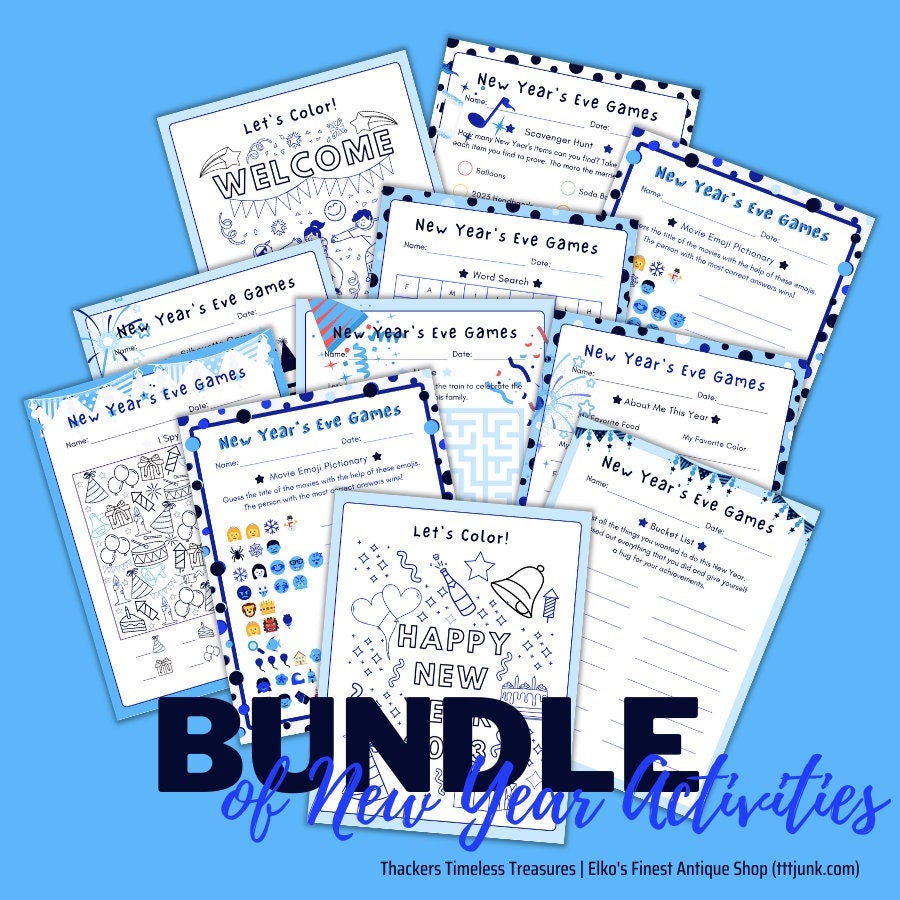 BUNDLE Kids Printable Party Games New Years Eve - Etsy