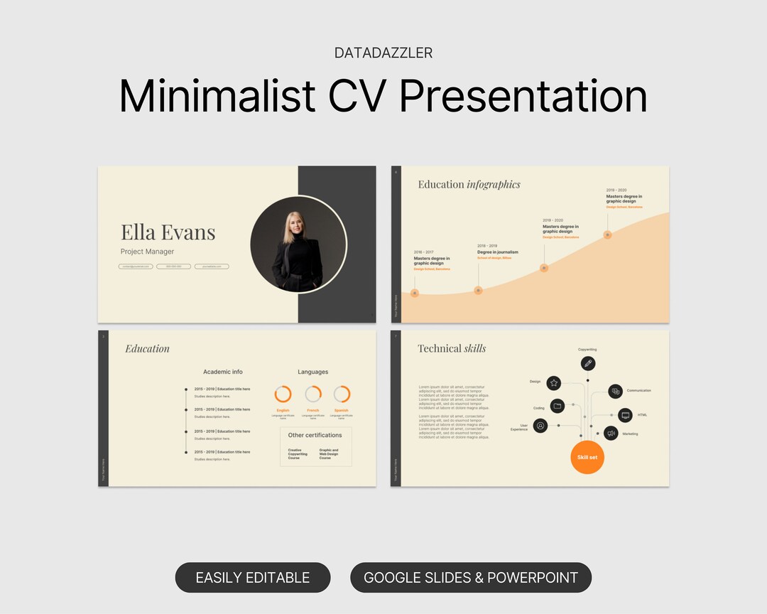 Minimalist CV Powerpoint/google Slides With an Aesthetic and Elegant ...