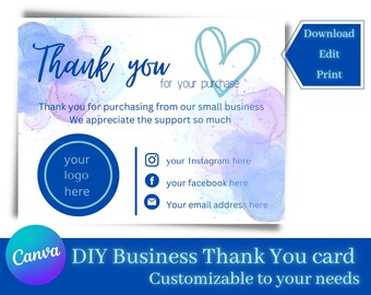 Business Thank You Card Template Canva Handmade Business Thank You Card ...