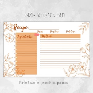 Printable Blank Recipe Cards Recipe Sheets for Meal Planning - Etsy