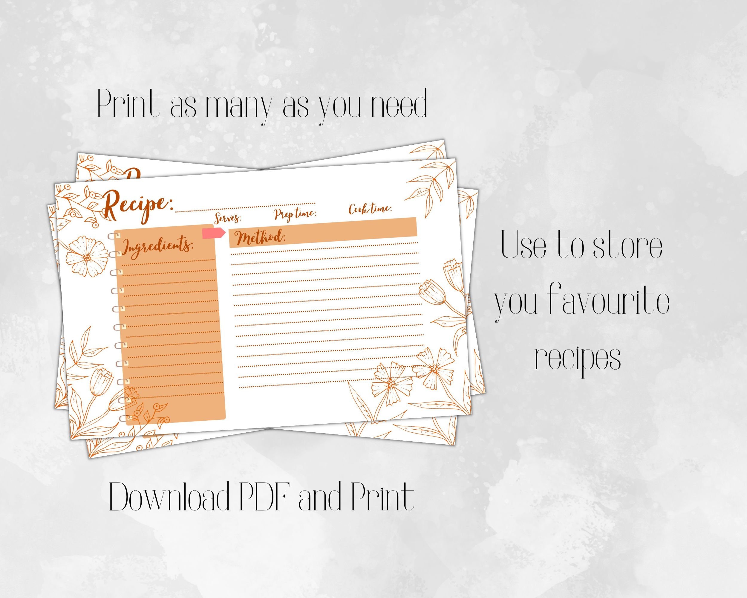 Printable Blank Recipe Cards Recipe Sheets for Meal Planning - Etsy