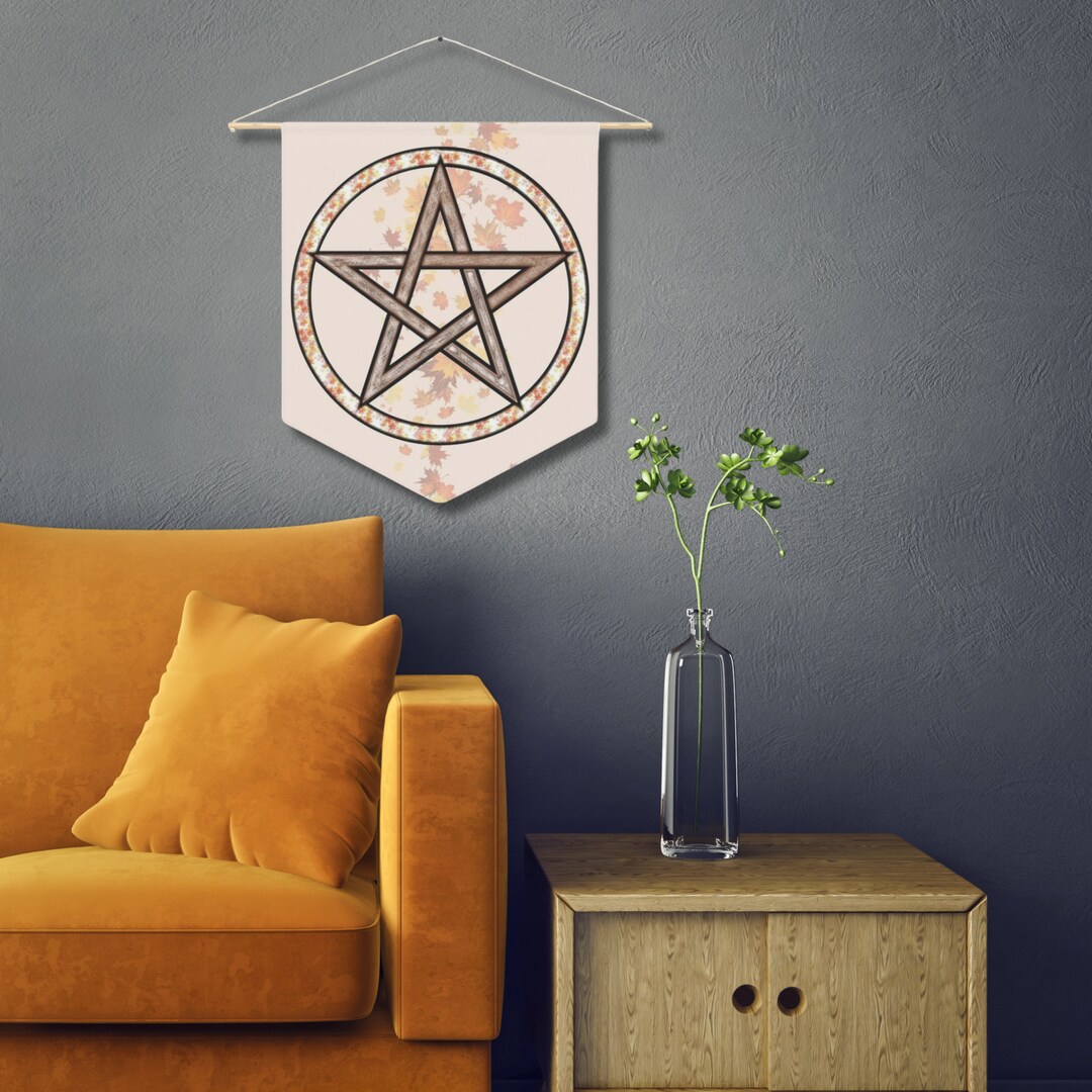 Wiccan Pentacle Wall Hanging Pennant, Pagan Altar Decor, Occult ...
