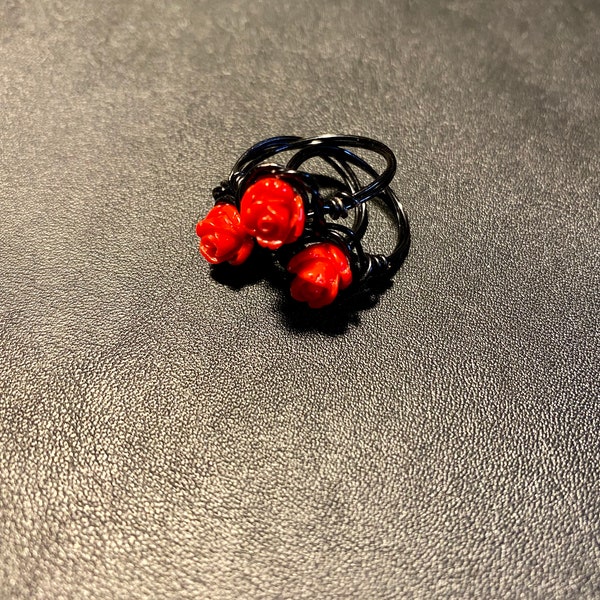 Black Rose Ring - Etsy
