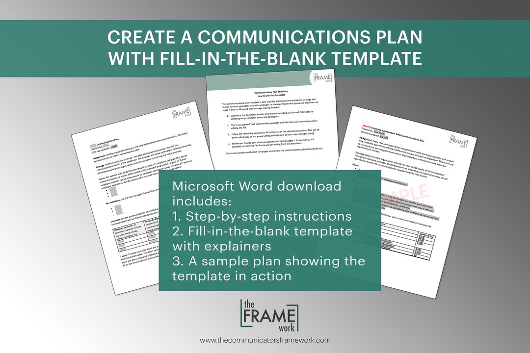 Communications Plan Template in Microsoft Word - Etsy