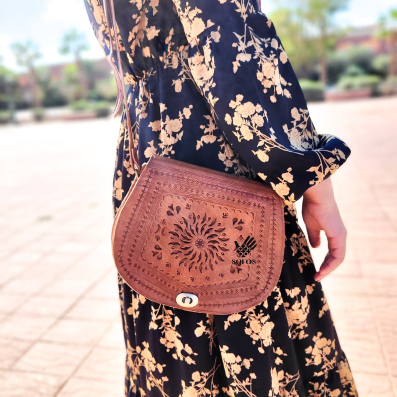 Handcrafted Moroccan Full Grain Leather Crossbody Bag With Adjustable ...